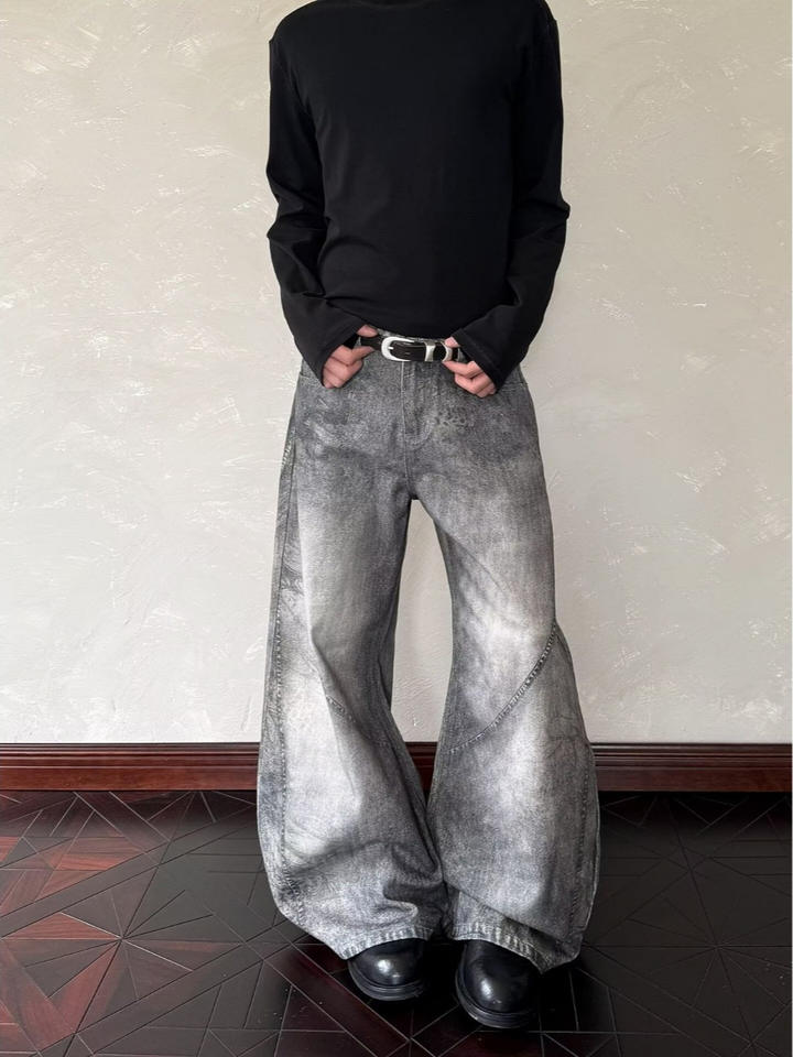 Men Phalanx Stitch Jeans Bone Seam Detail Denim Pants Relaxed Fit ...