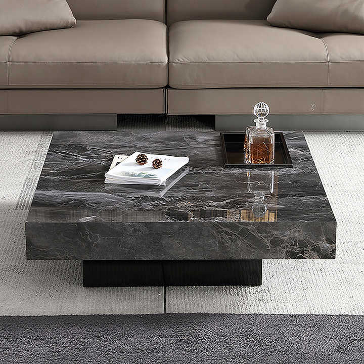 Luxury Marble Coffee Table with Stainless Steel Base
