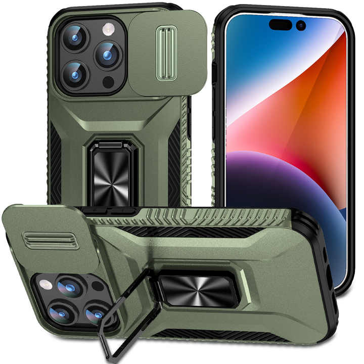 Sliding Mobile Phone Camera Protection With Ring Holder Kickstand Phone ...