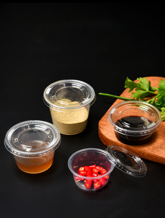 Bulk Food-Safe Disposable Condiment Cups with Lids- Durable Dipping ...