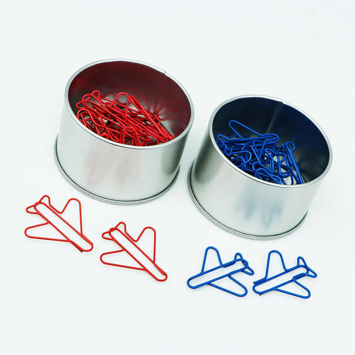 30pcs / Tin Box Package Custom Paper Clip Airplane Aircraft Plane Metal ...