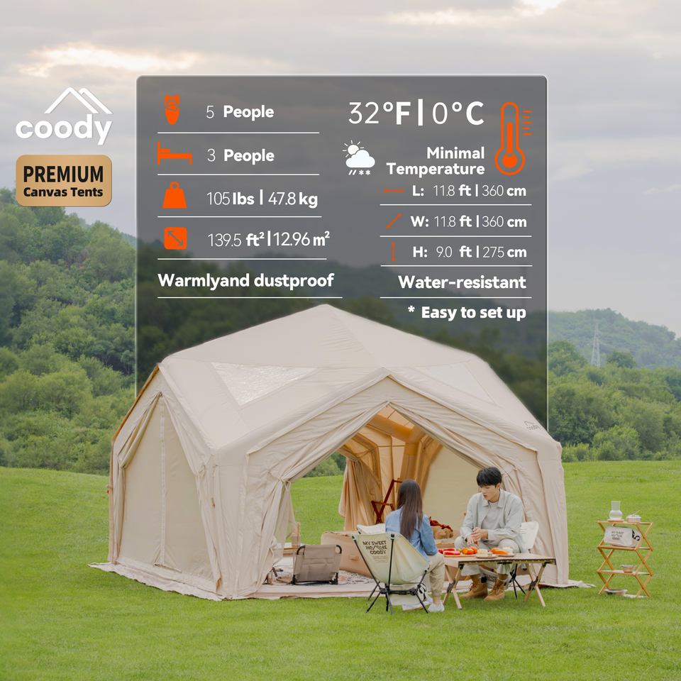 Coody Hub Station Air Tent-Beige 3-5 Person Cozy Outdoor Camping Tent ...