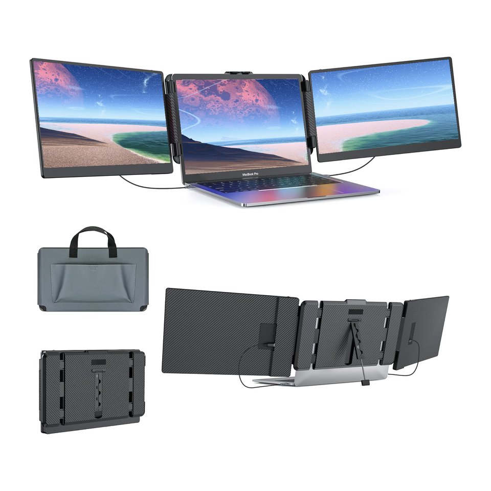 14-Inch IPS LCD Triple Display USB Built-in Speaker Laptop Screen ...