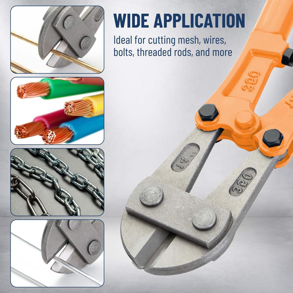 Orange 14" Heavy Duty Steel Bolt Cutters Industrial Grade Multi ...