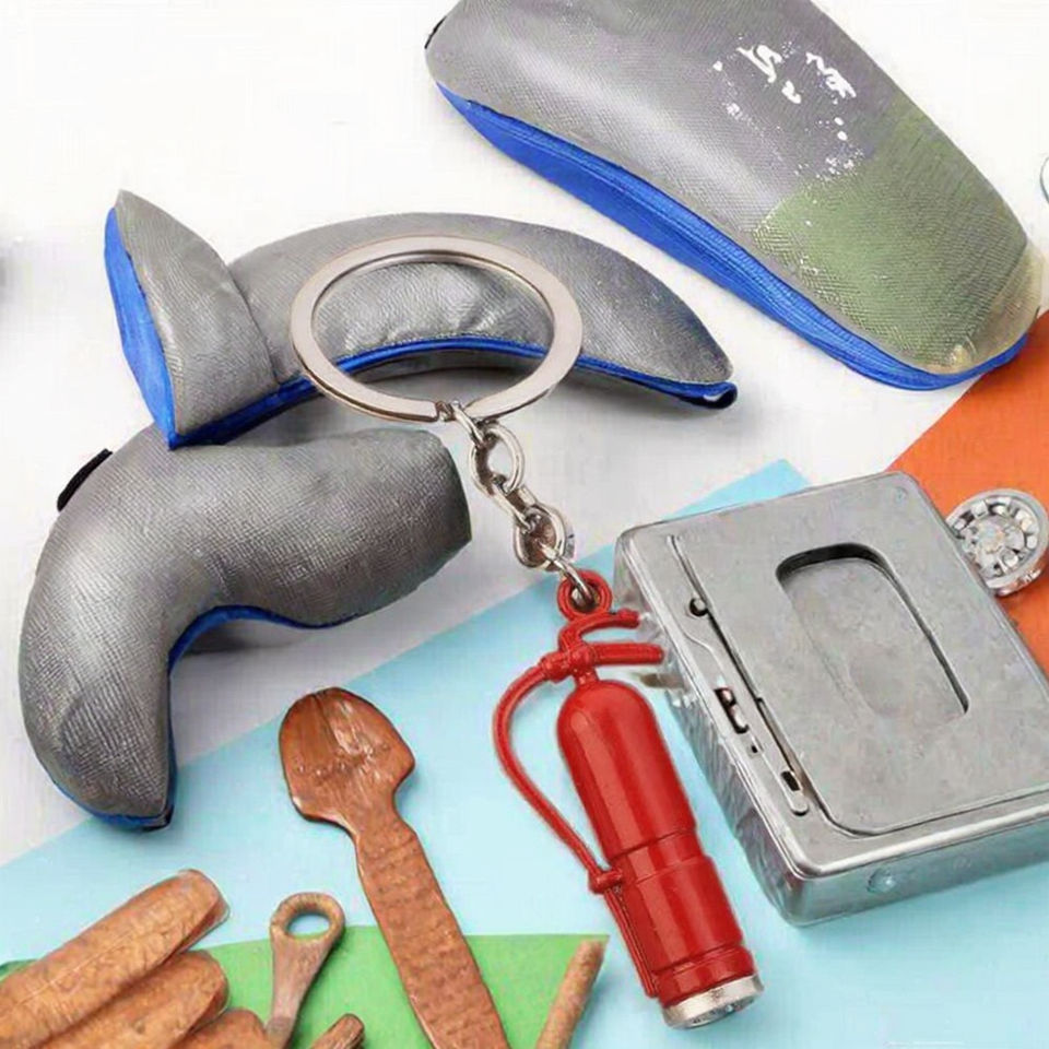 Funny Mini Fire Extinguisher Keychain Metal Firefighter Keyring Car ...