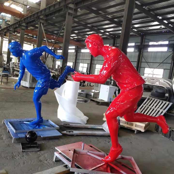 Soccer Players Sculpture - Outdoor Garden Decor Statues