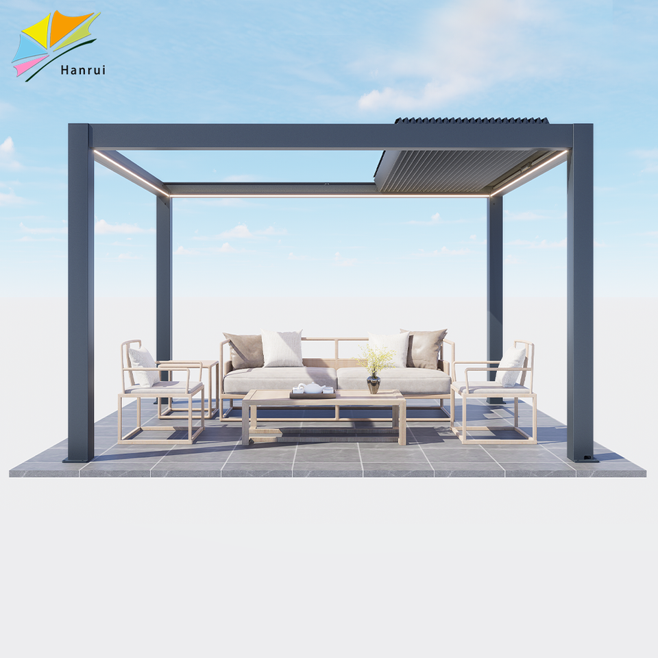 Hanrui Branded 4x3 Aluminum Electric Rain Proof Sun Shade Gazebo ...