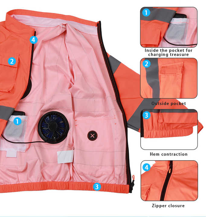 Vinmori High Visibility Air Conditioning Clothing 5V Cooling Fan Jacket ...