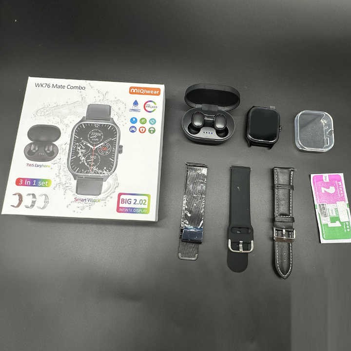 WK76 Smart Watch 3 in 1 Earbuds - IP67 Waterproof & Touch Screen