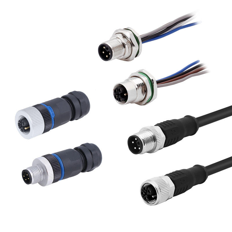 M12 L-Code Panel Assembly Connector or Cable Waterproof IP67 Brass 16A ...