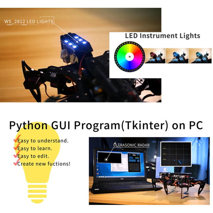 Hexapod Spider Robot Kit For Arduino With Android App And Python Gui