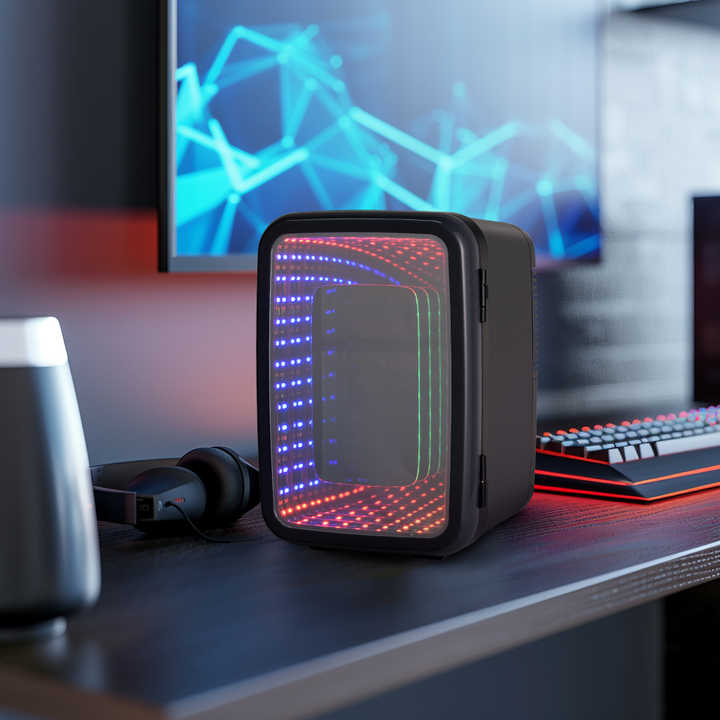 Mini Fridge with LED Colored Lighting - Portable & Low Noise