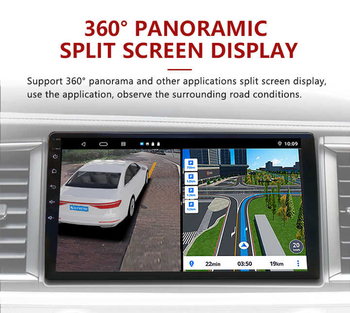 Universal 3D 360 Bird View Android Car Player GPS Navigation WiFi 10.1 ...