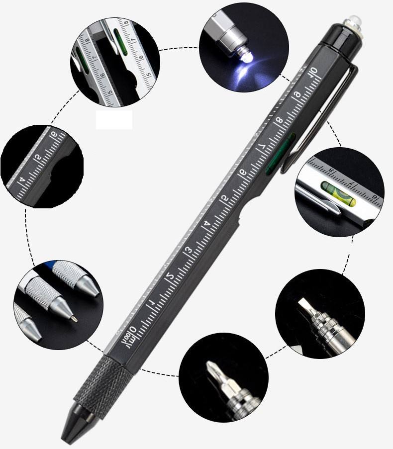 9in1 Customized Logo Promotional Yellow LED Multifunctional Tool Pen ...