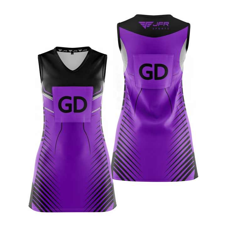 Purple Flame Pattern Netball Jersey Skirt Durable Lightweight Quick Dry ...