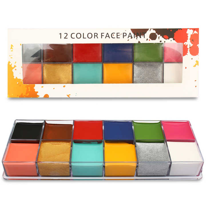 12 Flash Colors Face Body Paint Cream for Halloween Party Fancy Dress ...
