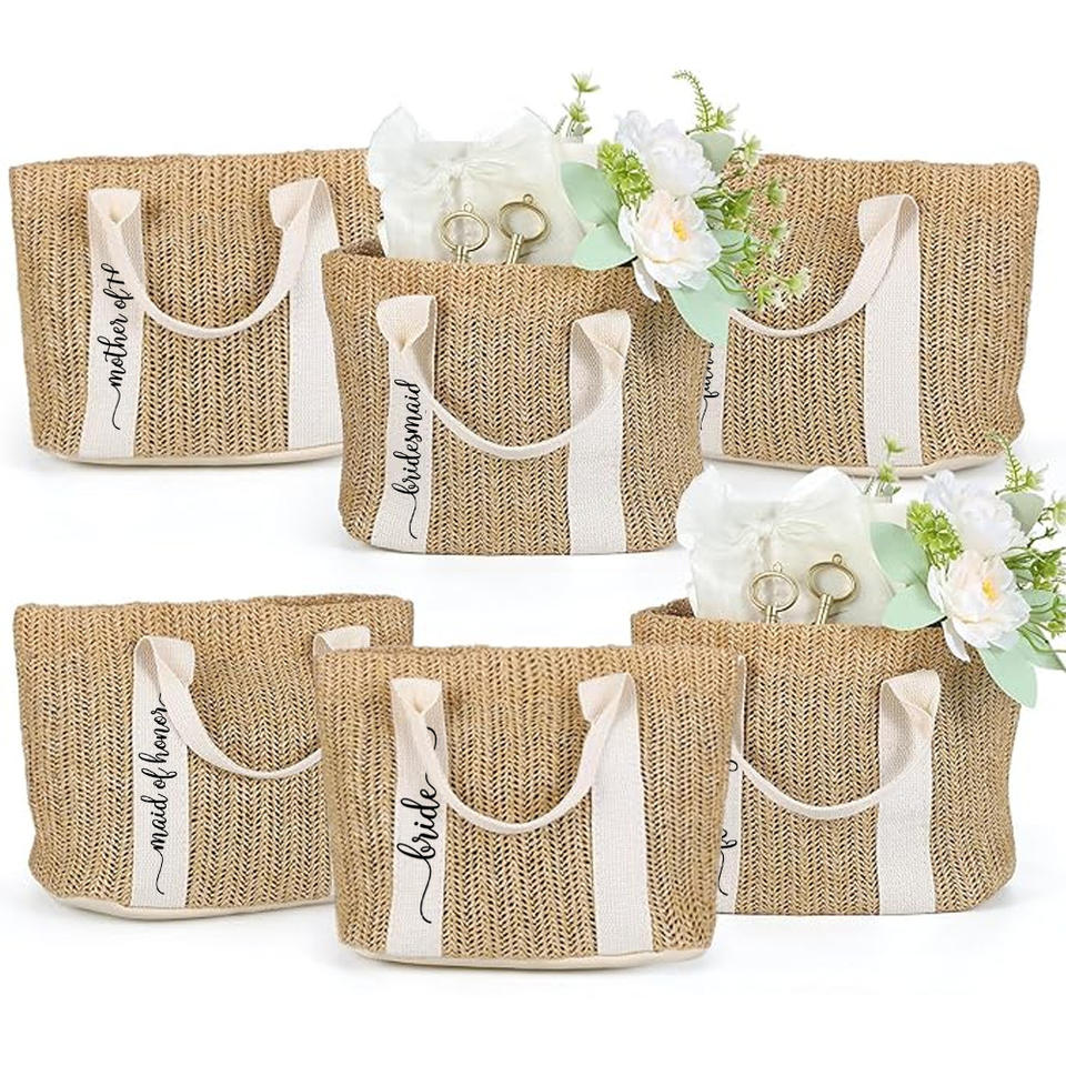 Custom Logo Handmade Wedding-Themed Lettering Bridesmaid Gift Tote Bag ...