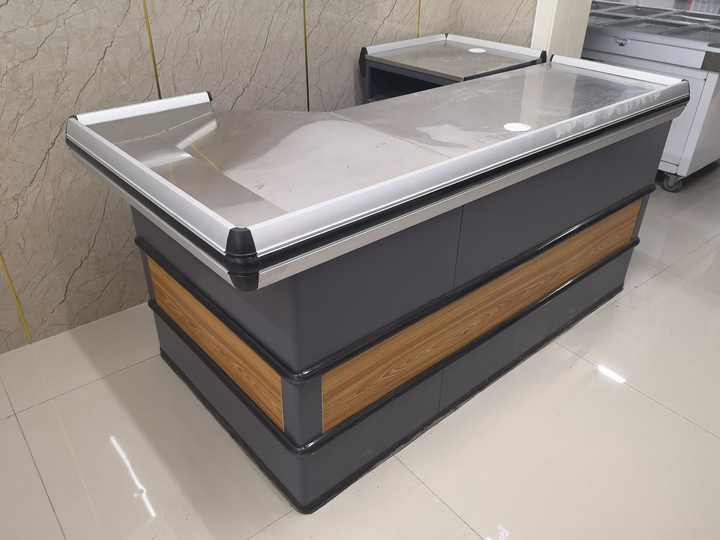 Multi Functional Corner Cashier Desk - Stainless & Powder Coated