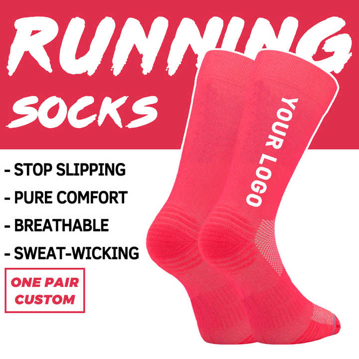 High Quality Breathable Running Socks Unisex Custom Pink Running Socks ...