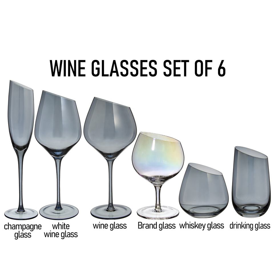 Customized Personalize Electroplated Smoke Grey Crystal White Red Wine ...