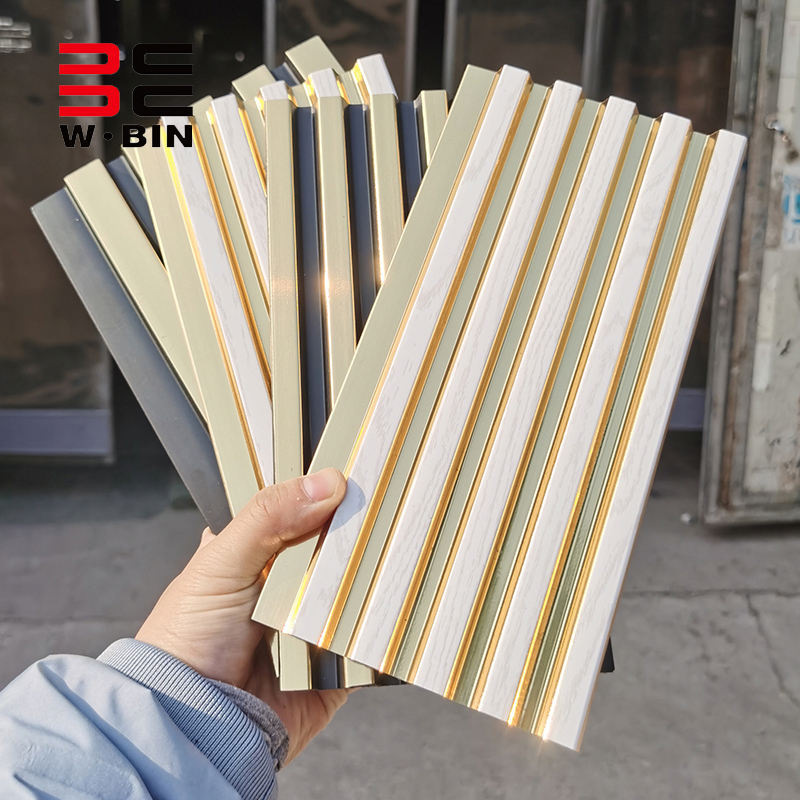 Golden Striped 3D Wall Panels for Modern Interior Decor