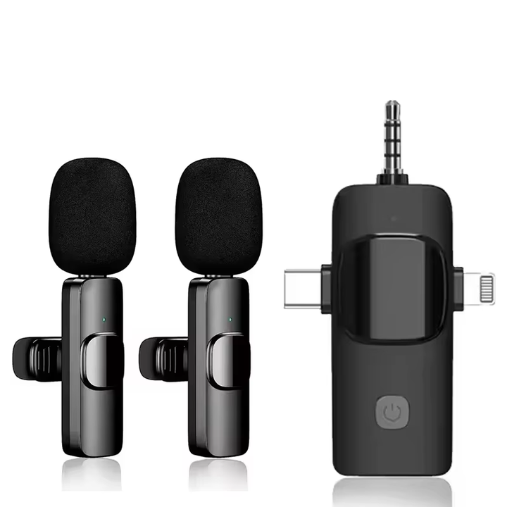 K15 Wireless Mic - 3 in 1 Lavalier Microphone for Outdoor