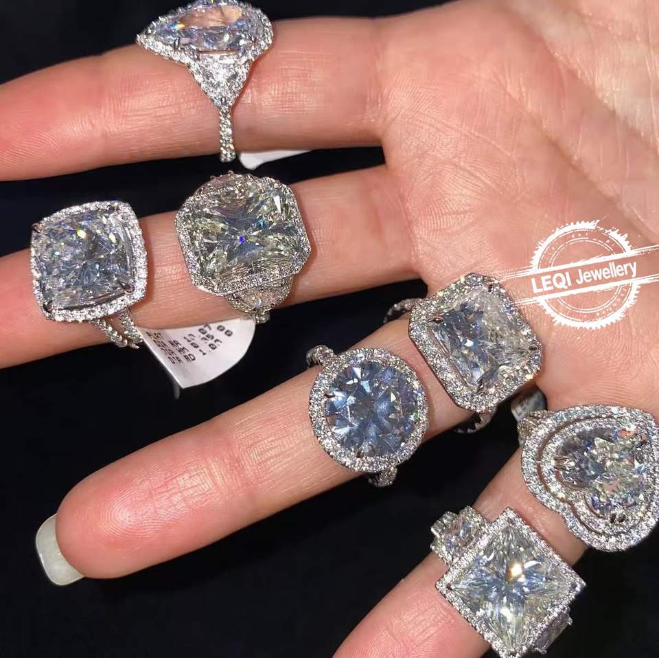 1ct-3ct IGI Certified CVD/HPHT Lab Diamond Hip Hop Ring-14K/18K Solid Gold Engagement Wedding ...