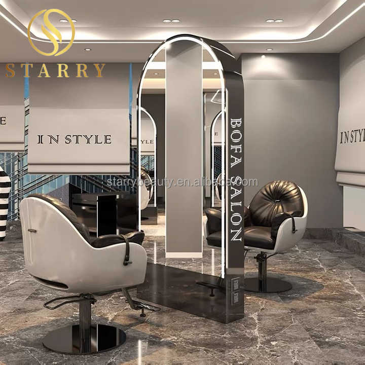 Barber Shop Stand Mirror Salon Mirror Station with Led Lights From ...