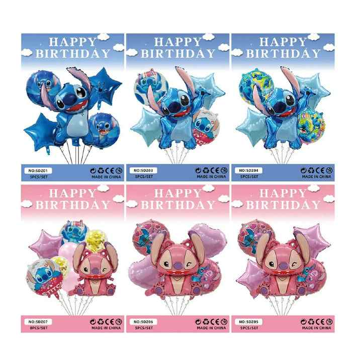 Cartoon Lilo Stitch Theme Party Foil Balloon Set Baby Shower Boys and ...