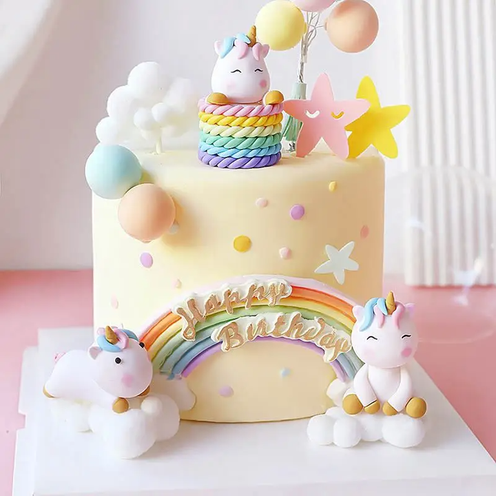 Rainbow Unicorn Cake Topper Birthday Cake Ornament Girl Unicorn Baby ...