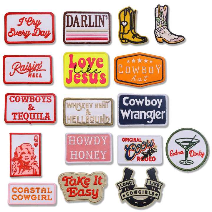 Custom Iron on Western Cowboy Hat Patch - Durable Embroidery