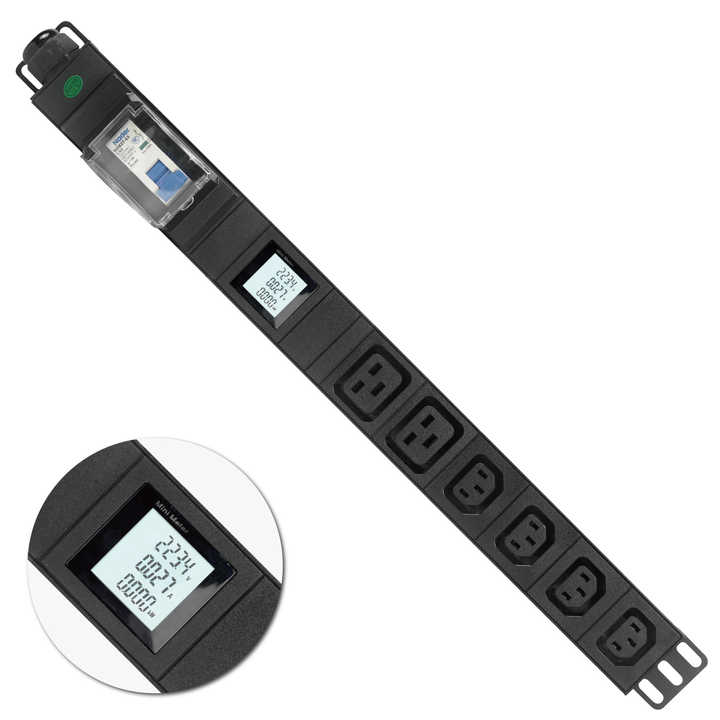 ETL PDU With A/V LCD Meter Intelligent 32A Overload Switch 6way C19 C13 L630p Socket 240V 30A ...
