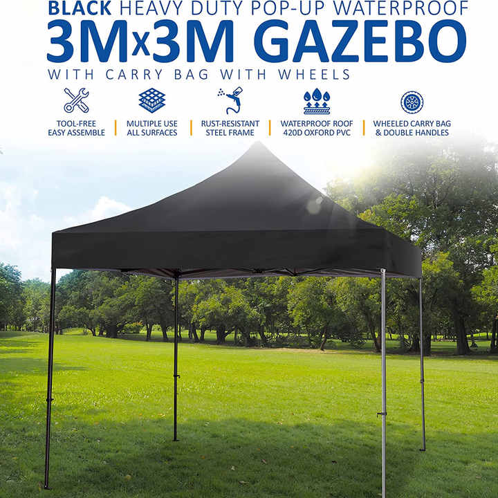 10x10ft Heavy Duty Pop-Up Canopy Tent with Rust-Resistant Steel Frame ...