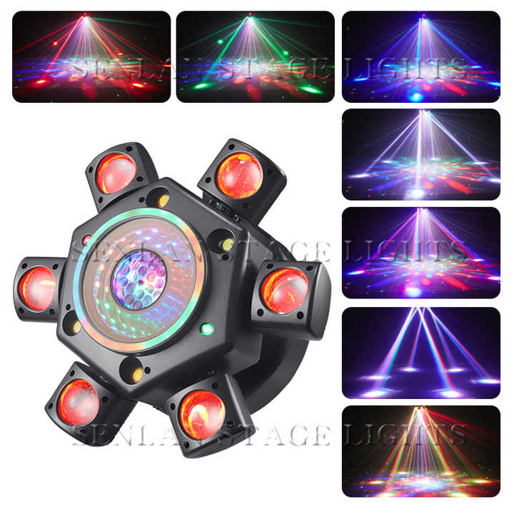 100W Six-Arm Rotating Moving Head DJ LED Laser Light RGB IP65 Stage ...