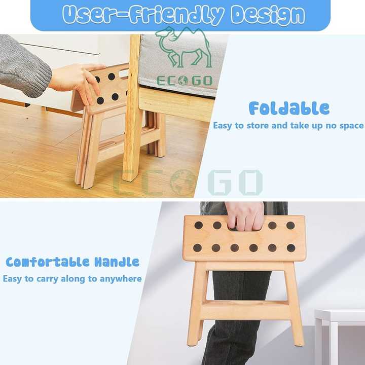 Bamboo Toddler Step Stool - Adjustable & Foldable Design