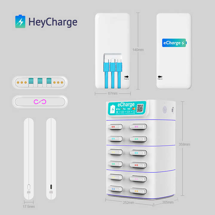NFC Smart 60W Metal ABS Powerbank Rental System 12 Slot Phone Charging ...