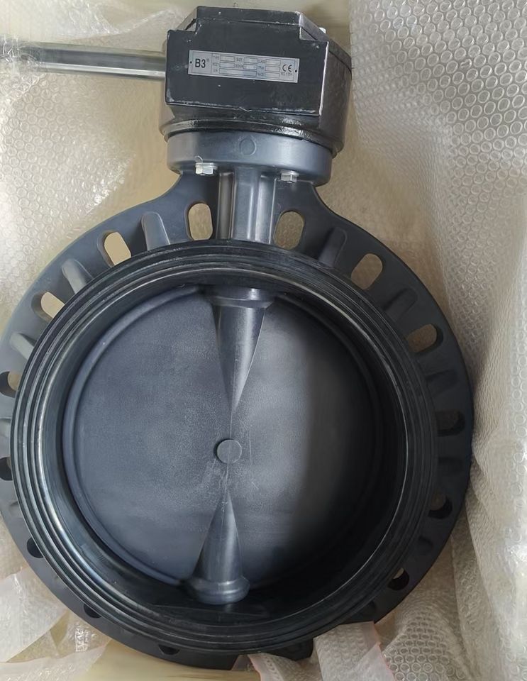 400mm FRPP Plastic PVDF Manual Worm Gear Operated Corrosion Resistant Wafer Lug Butterfly Valve ...