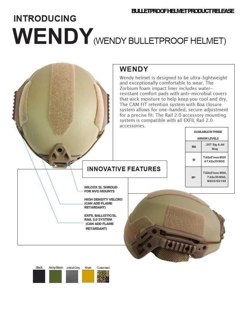 China Xinxing PE Aramid IIIA Wendy bulletproof helmet for sale
