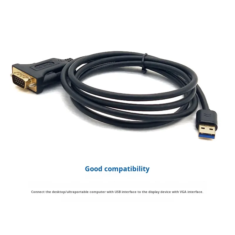 HD Serial Port Adapter Cable USB to VGA PVC Jacket Braid Shielding Male to Male for TV Projector ...