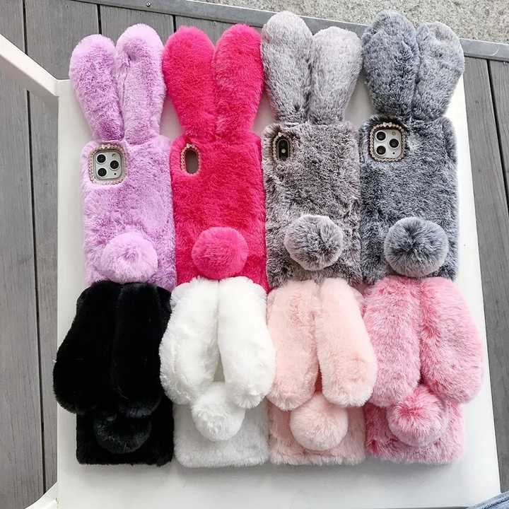 Fashion Warm Rabbit Fluffy Fur Phone Case for iPhone 16 16 Plus 15 Pro ...