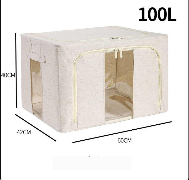 Modern Foldable Beige Storage Bag - Organize Clothes Efficiently