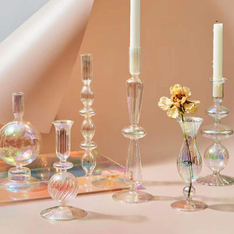 European Style Hand Blown Borosilicate Glass Candle Holders Creative ...