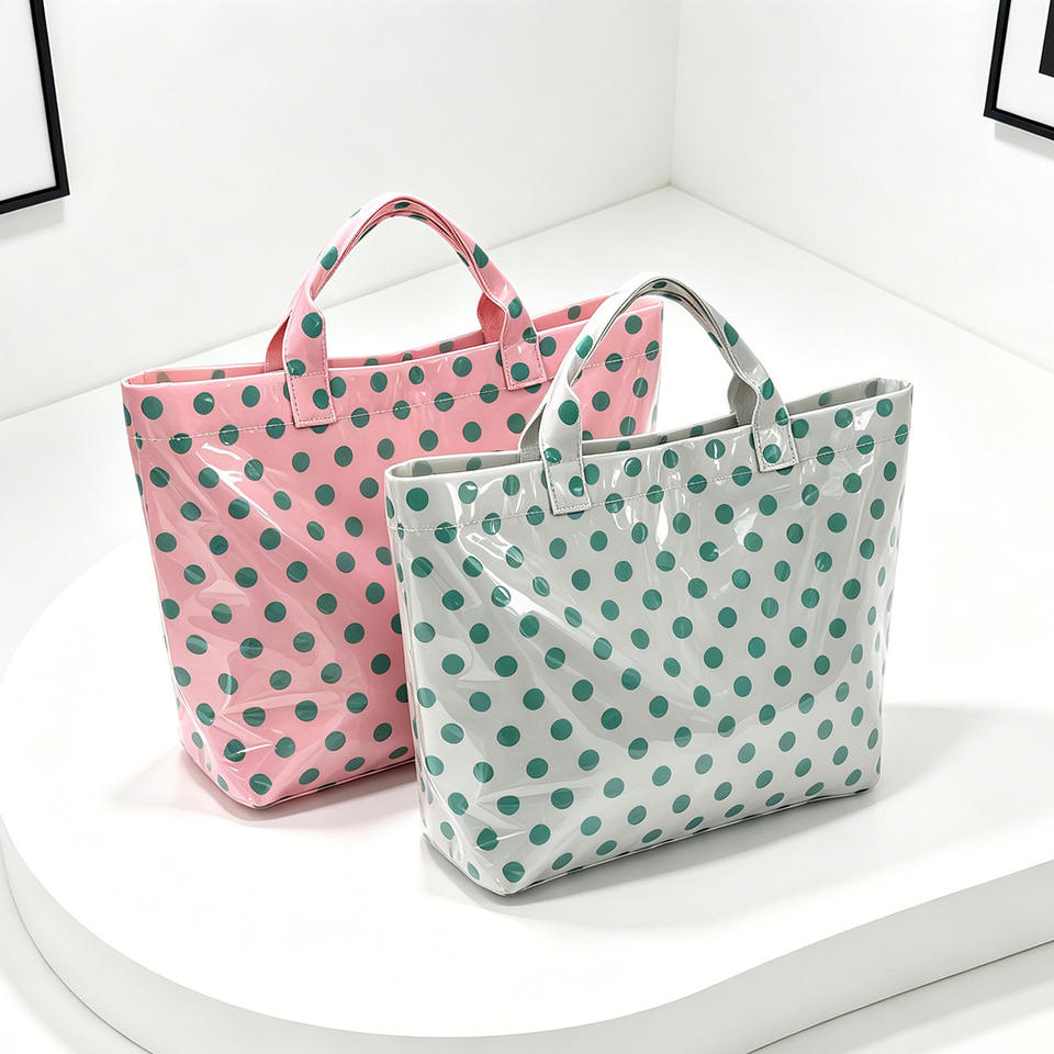 Custom Logo Fashion Polka Dot PVC Tote Bag Large Capacity Waterproof ...