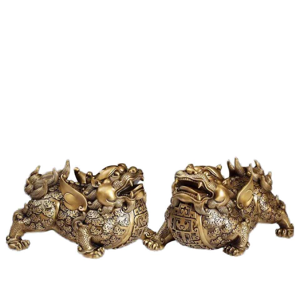 Patterned Pixiu Brass Sculpture Metal Crafts Product Traditional Brass ...