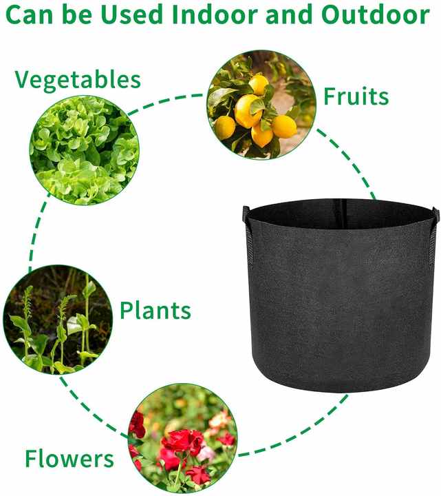 3-Gallon Fabric Pots for Hydro Farming Nursery Garden Nonwoven ...