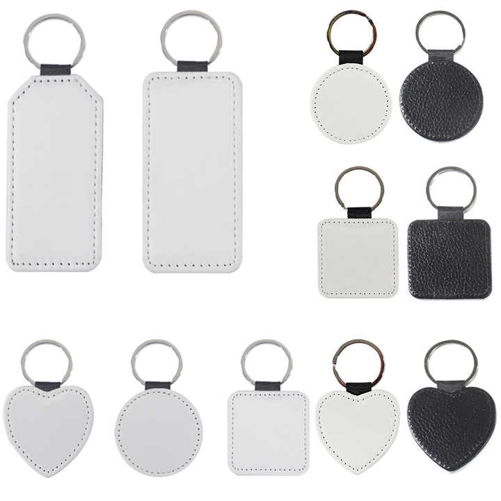 Sublimation Blanks PU Leather Keychain With Round Shape Single/Double ...