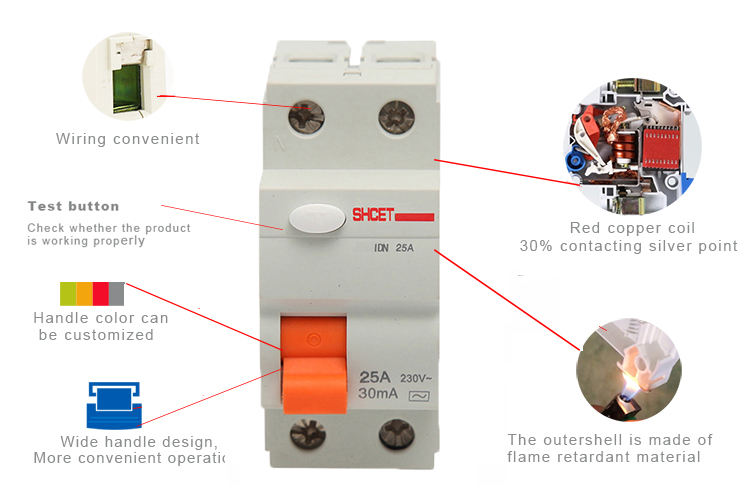 Electrical AC RCCB 6KA 30mA 100mA 300mA RCCB 6A 10A 16A 20A 25A 32A 40A ...