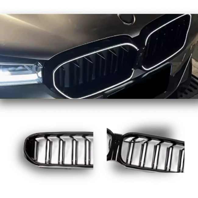 Car Front Mesh Grille with LED Light G30 Grille for BMW 5 Series 2021-2023
