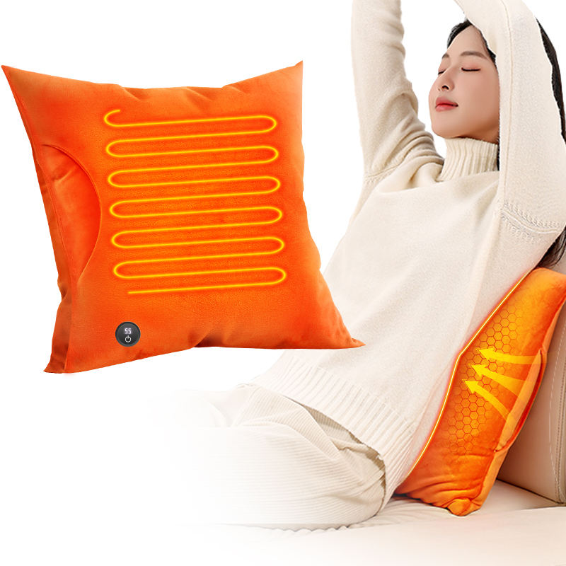 USB Rechargeable Warming Pillow Soft Velvet Warmer Heating Lumbar ...