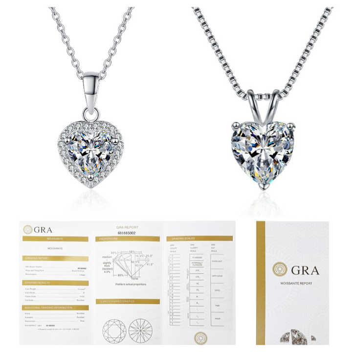 Fashion 925 Silver Moissanite Chain Heart Necklace Customized Vvs Gra ...